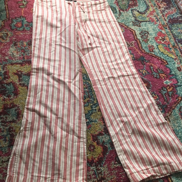 Express | Pants & Jumpsuits | Wide Leg Red White Linen Summer Pants ...
